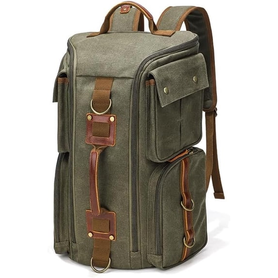 Heavy-Duty Waxed Canvas Backpack for Men, 17 Inch Laptop Rucksack with ...