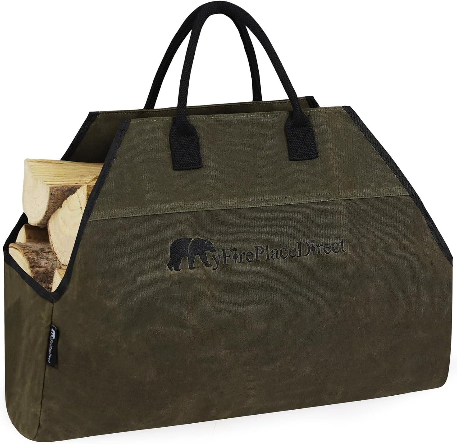 Heavy Duty Waxed Canvas Firewood Carrier with Unique Embroidered Logo ...