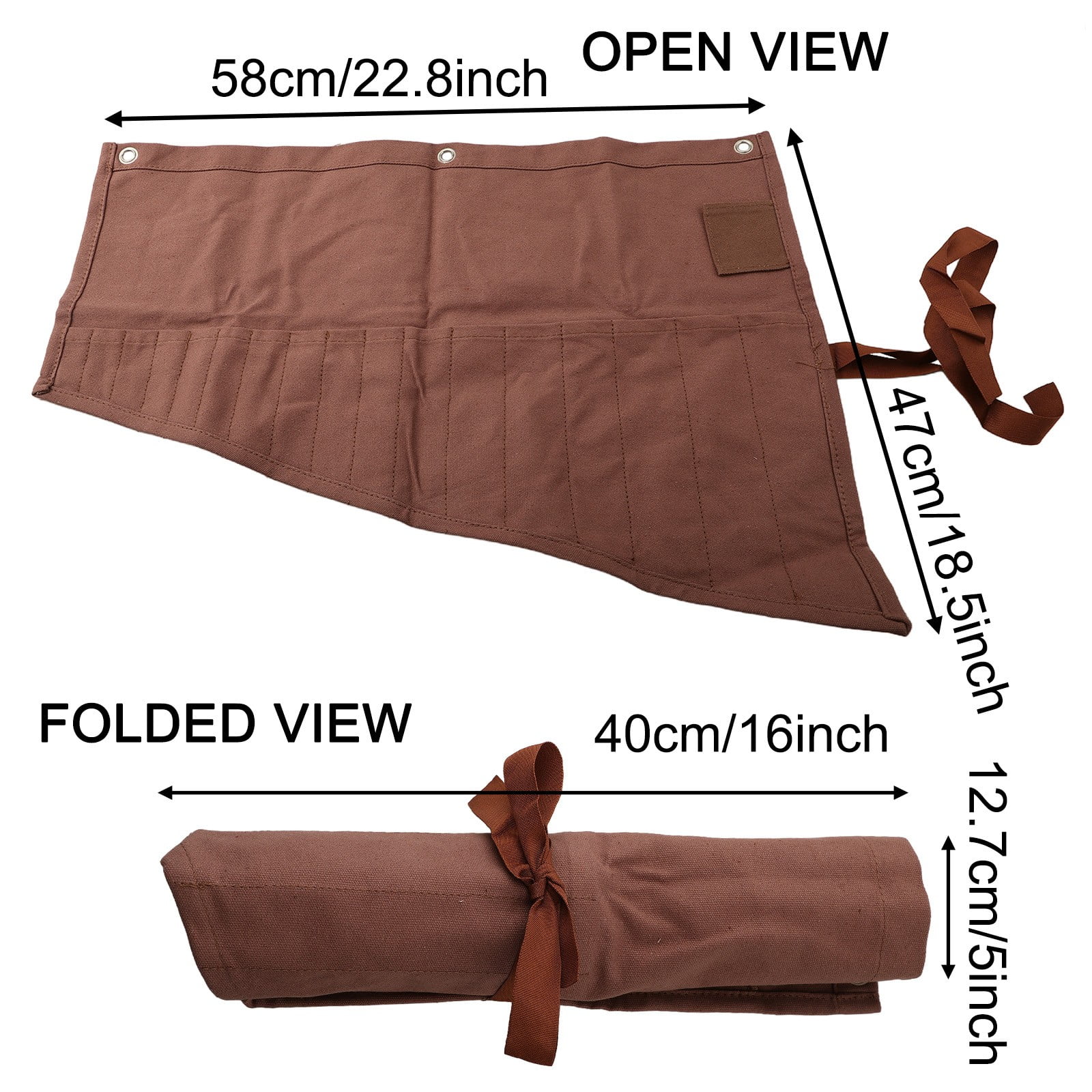 Heavy Duty Waxed Canvas Tool Roll Bag Multi-Purpose Spanner With 16 ...