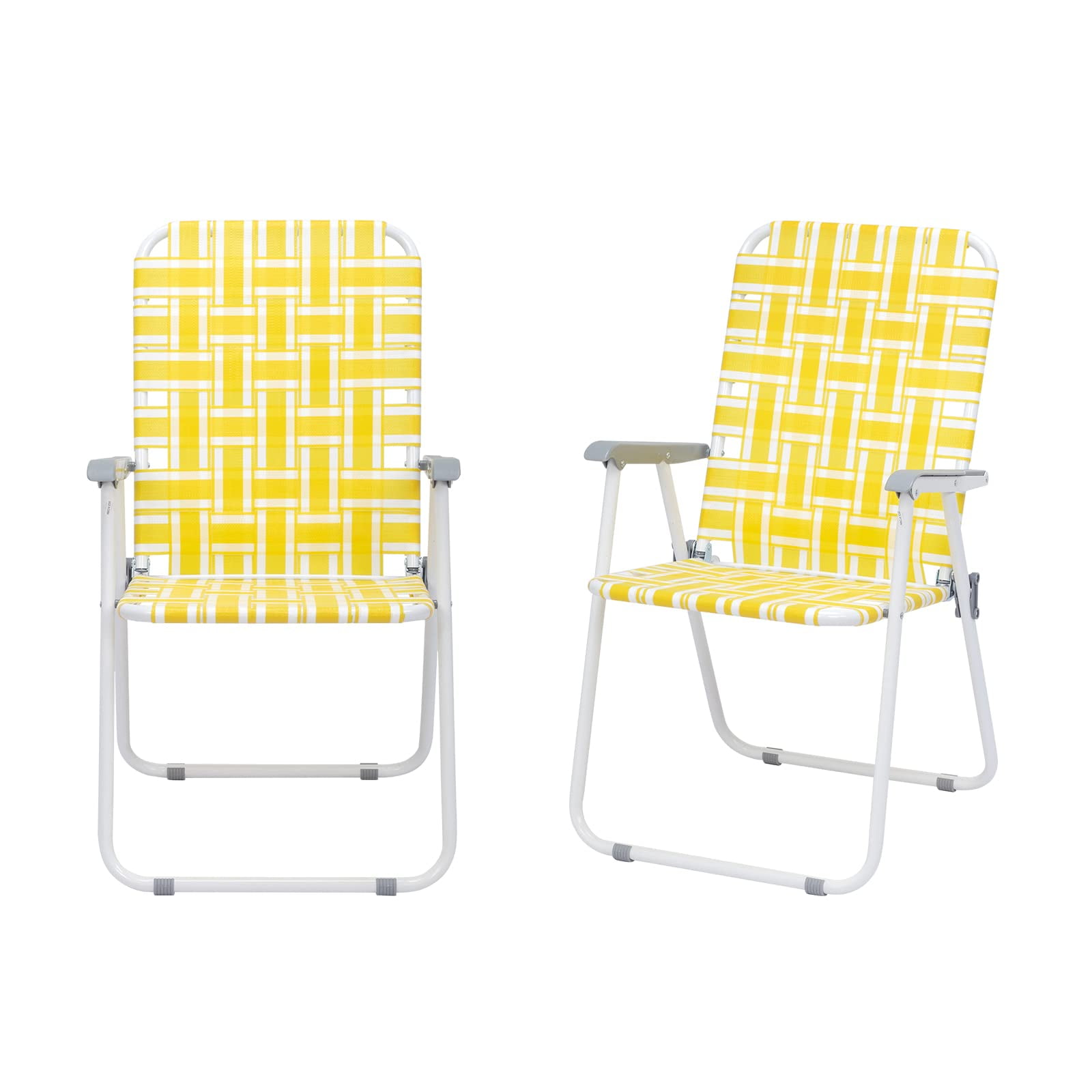 Heavy Duty Webbed Lawn Chairs 2 Pack, Foldable Steel Outdoor Chairs for ...
