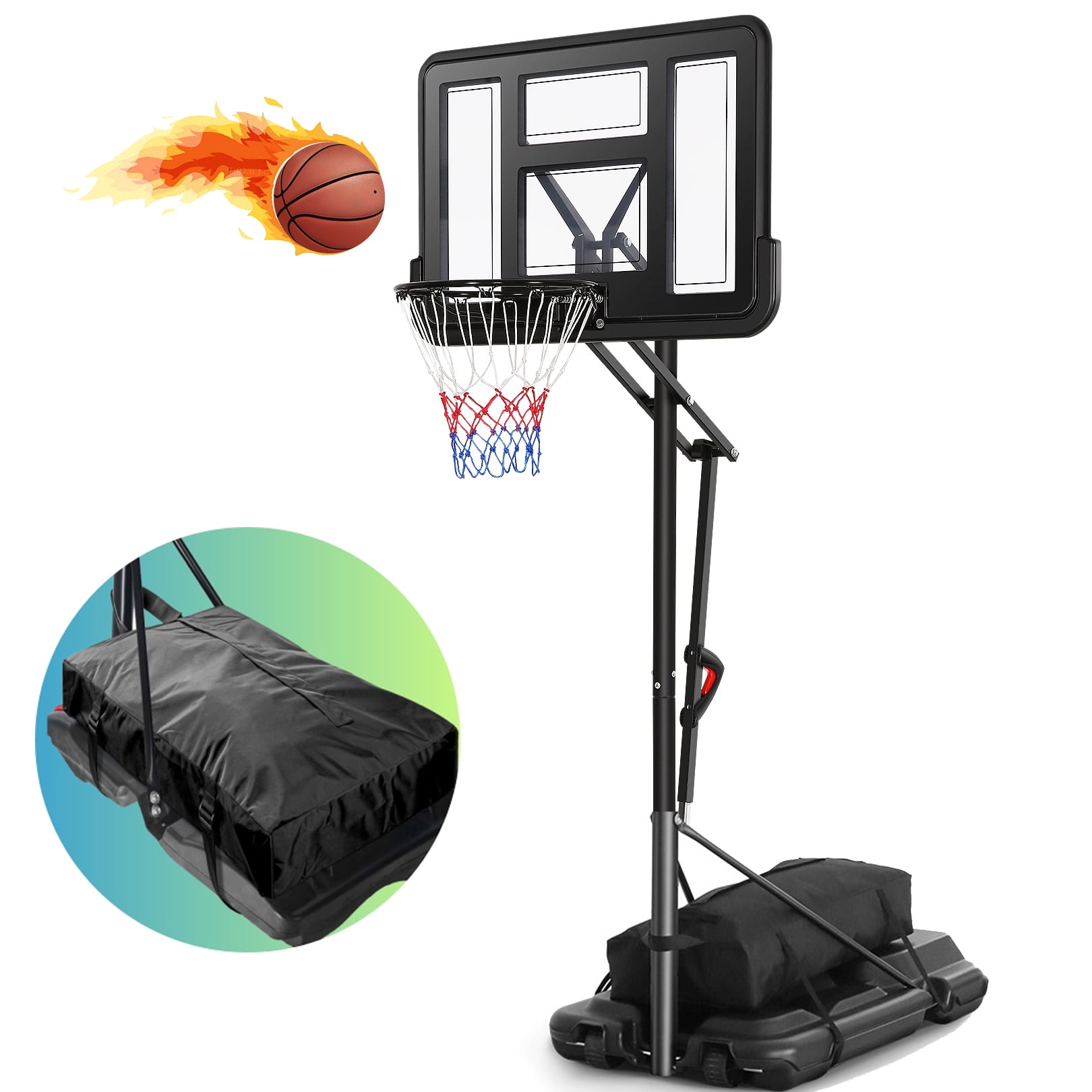 Huanherad Basketball Hoop Outdoor, 5.2-10FT Adjustable Height, Portable ...