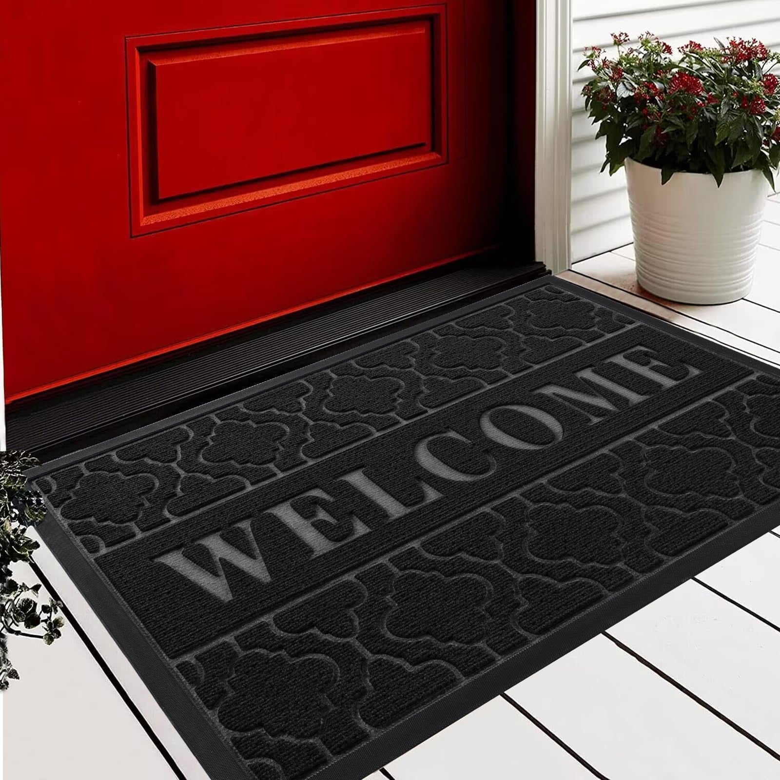 Heavy Duty Welcome Mat 29.5x17 Inch, Waterproof Non Slip Outdoor Indoor ...