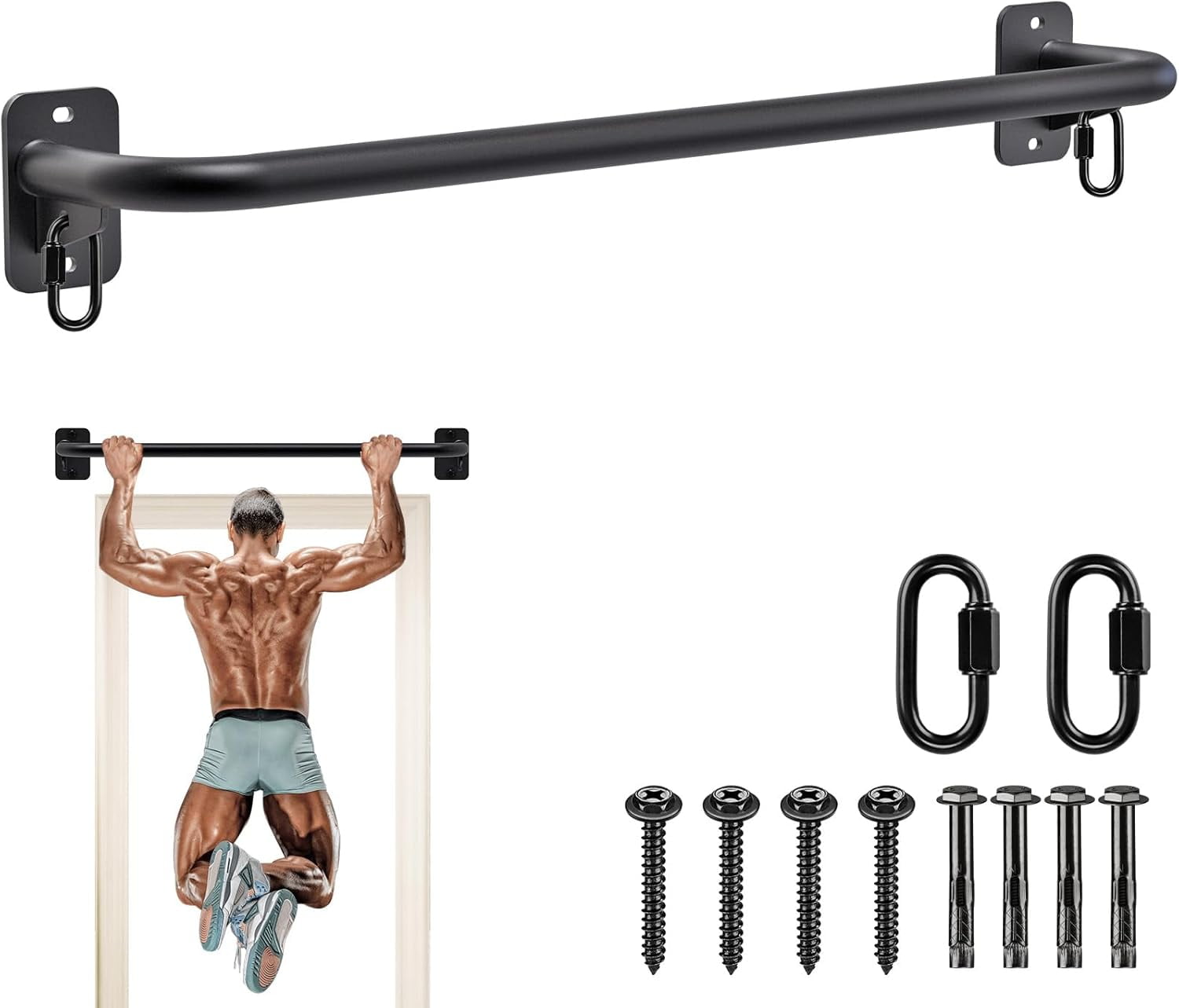 Heavy Duty Welded Pull Up Bar, Versatile Doorway Wall Mount, Joist Mounted, and Ceiling Mounted ...