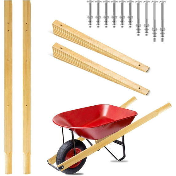 Heavy-Duty Wheelbarrow Replacement Handle Kit – 2 Wooden Handles + 2 ...