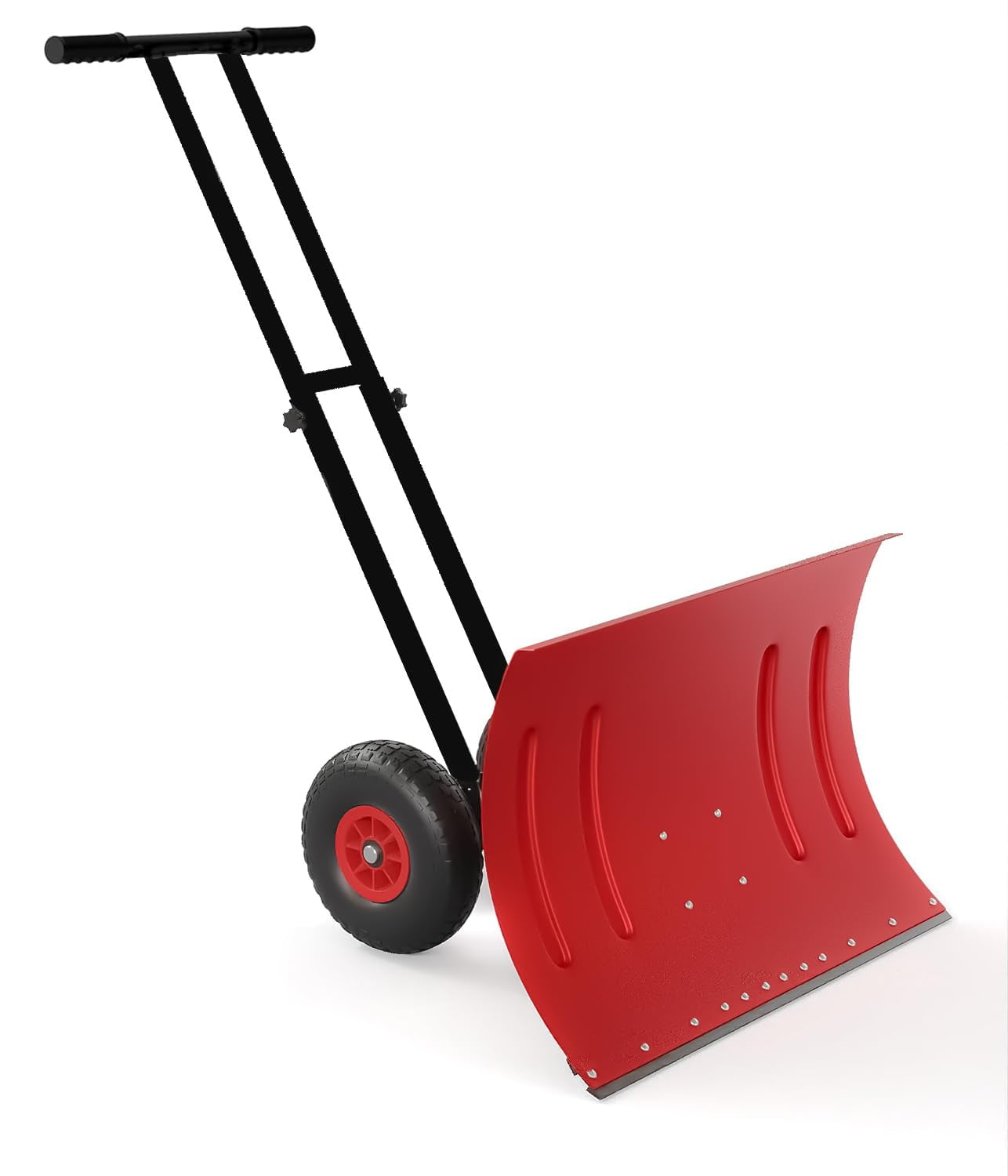 Heavy Duty Wheeled Snow Shovel – 29-Inch Carbon Steel Multi-Angle Blade ...