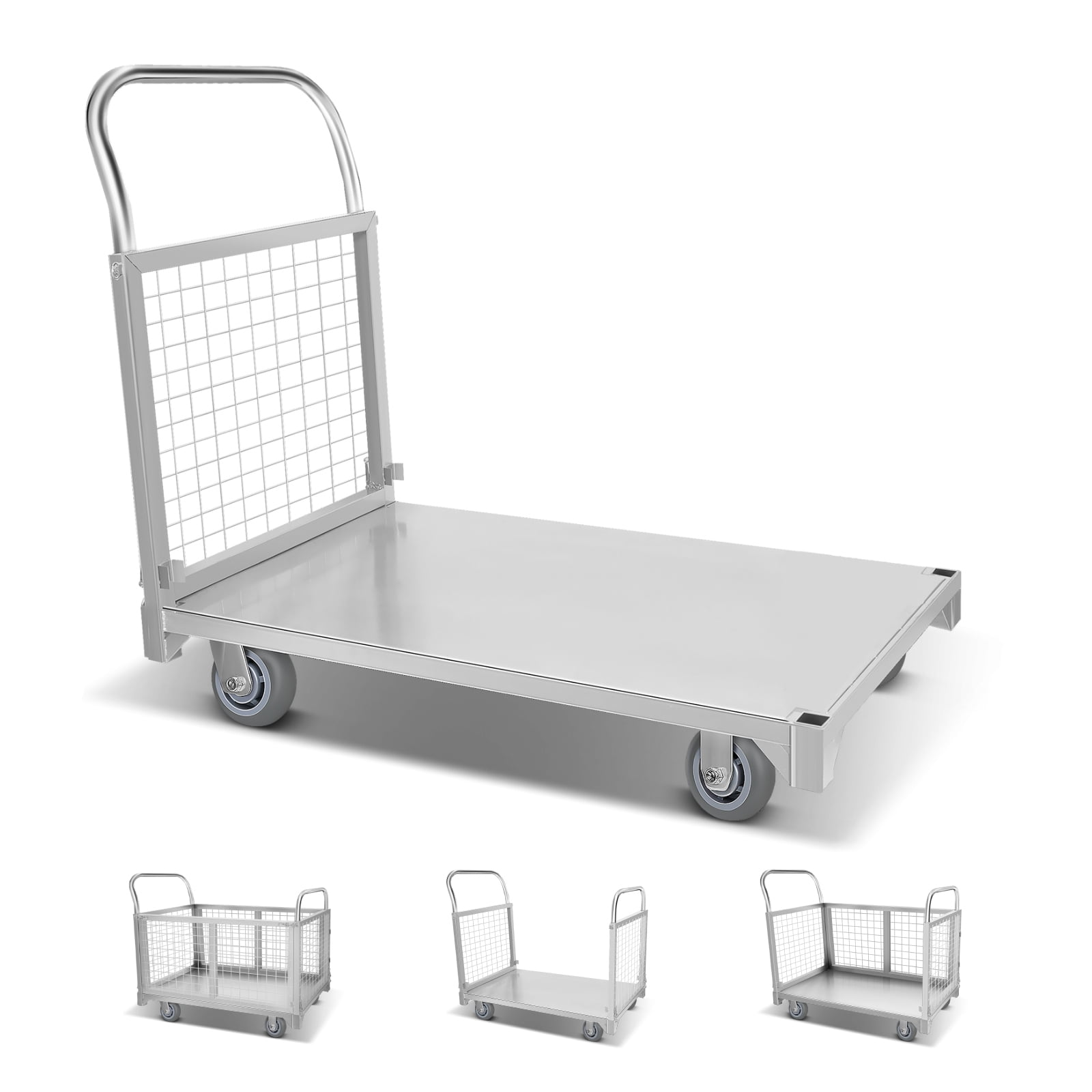 Heavy-Duty Wheels Platform Truck Cart with Cage, 40.1" L X 23.2" W X 19 ...