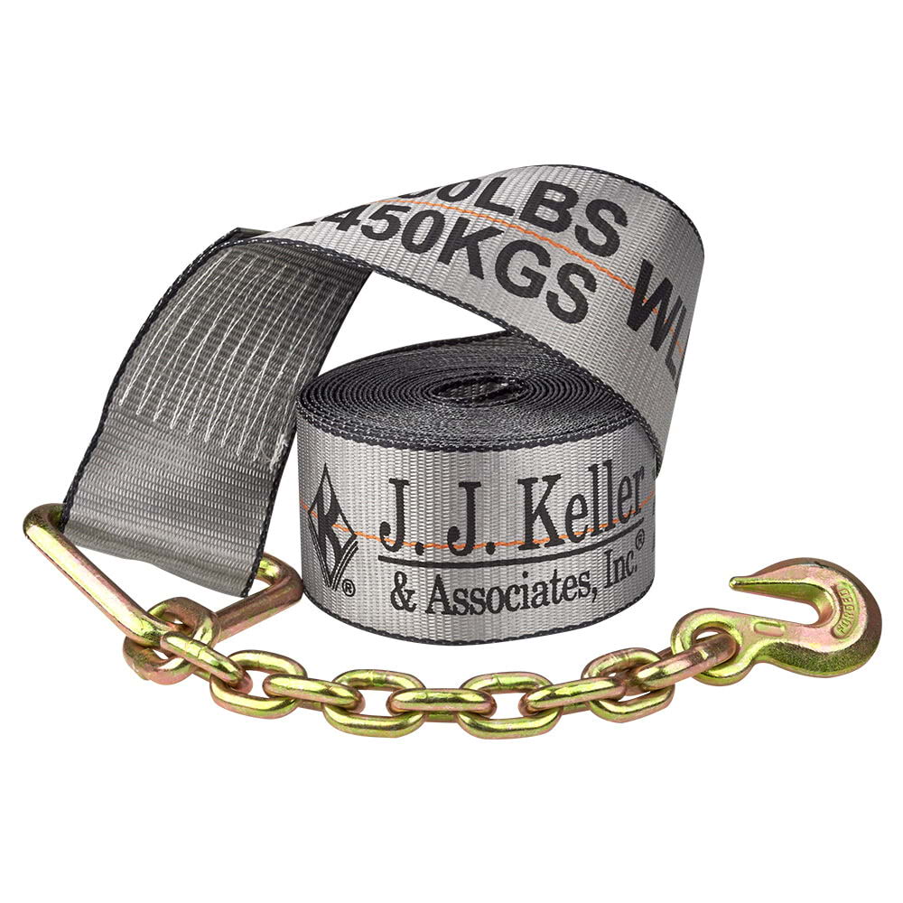 Heavy-Duty Winch Strap with Chain Anchor, 2" x 30', 5,400lbs WLL ...