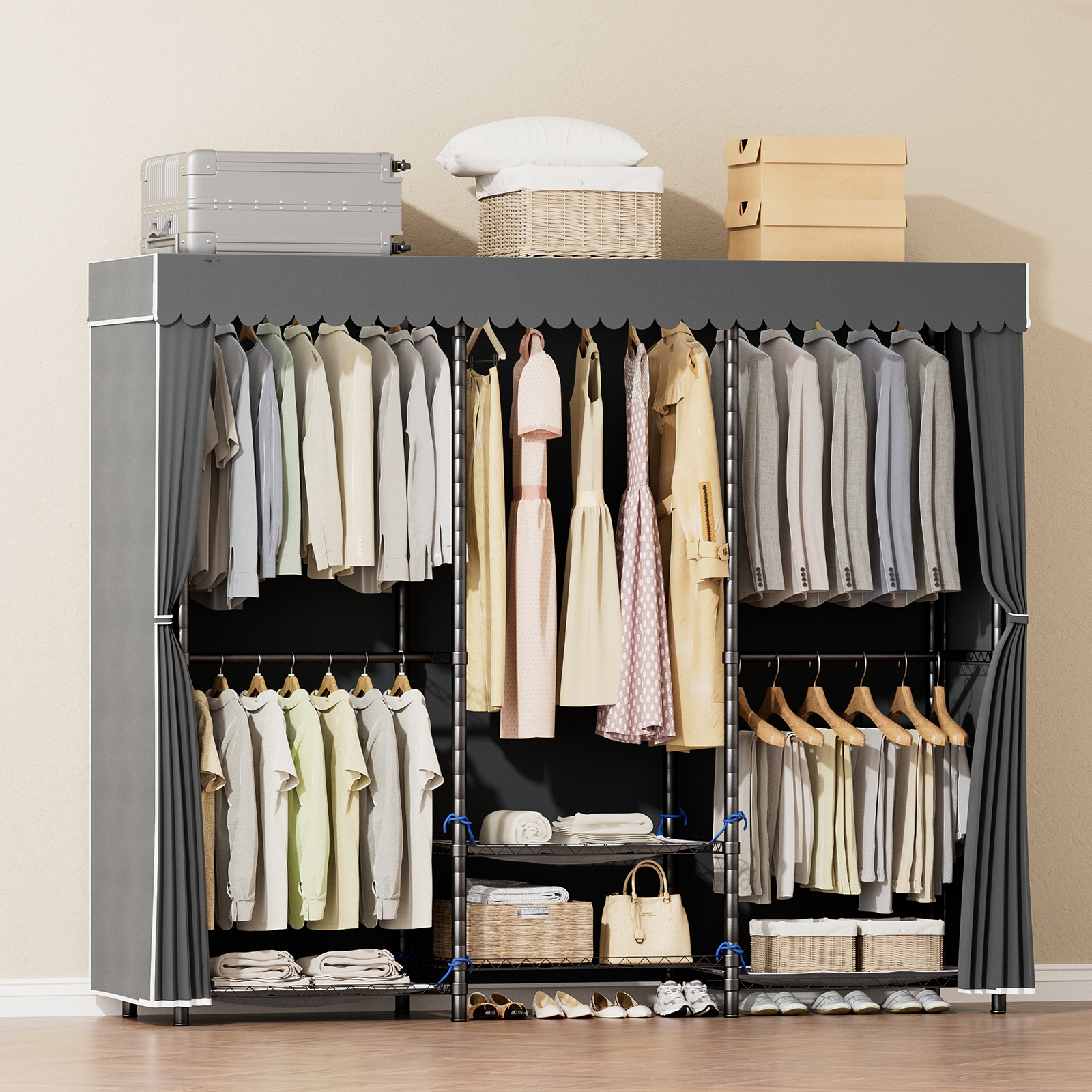 OTFitness 71" Portable Closet Wardrobe Clothes Rack Storage Organizer ...