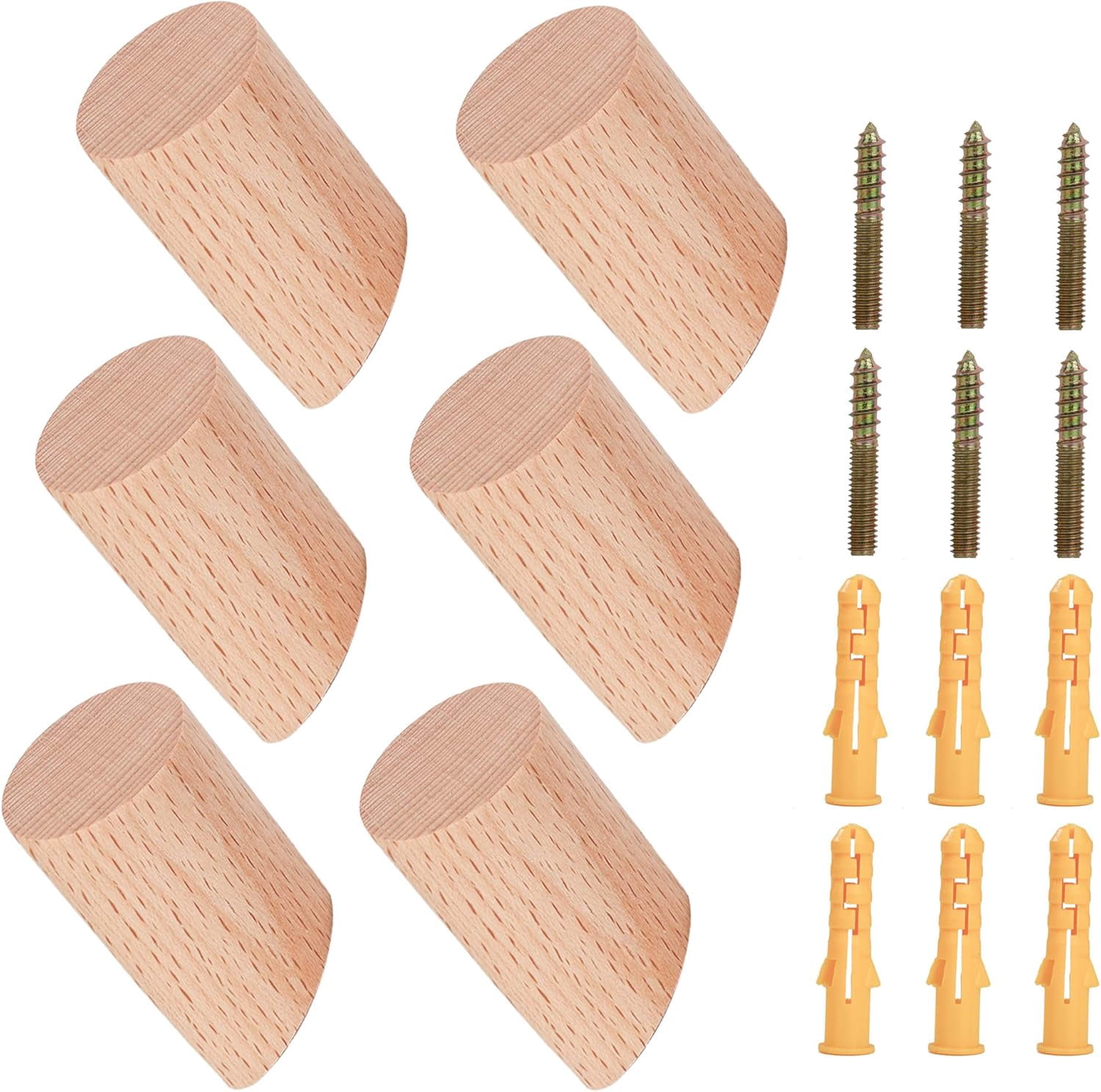 Non-Slip Design Decorative Wooden Hooks, Natural Beech Wood Modern ...