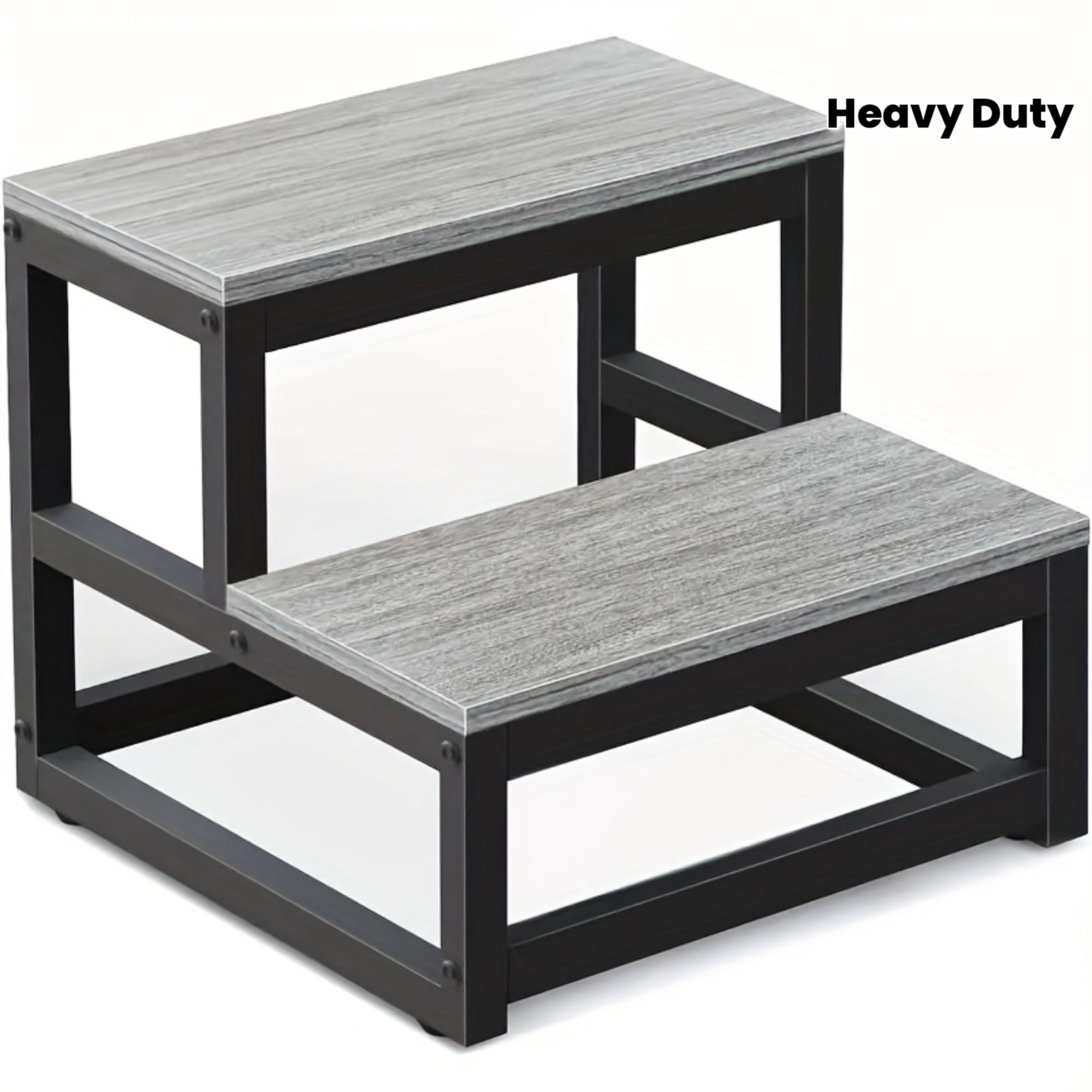 Heavy Duty Wooden 2 Tier Step Stool Multifunctional Portable Ladder for ...
