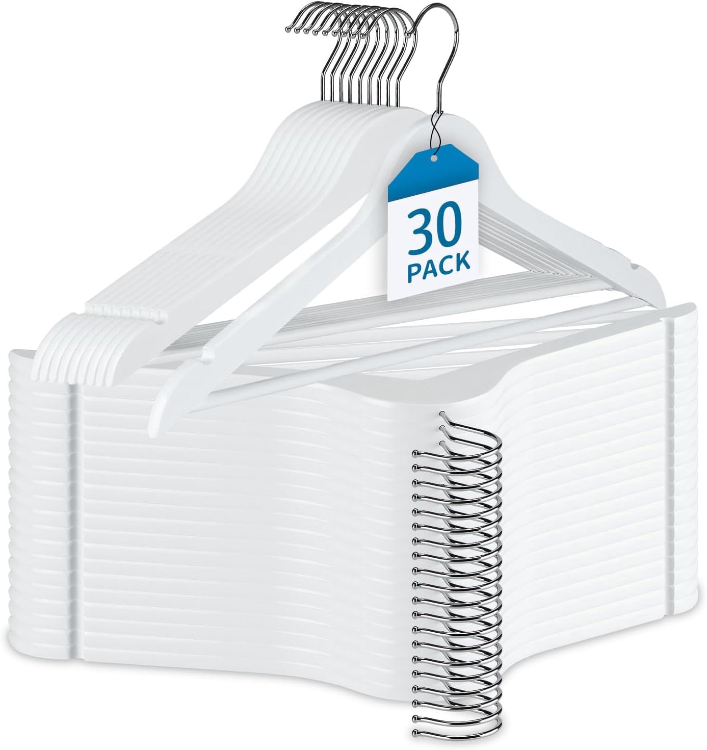 Heavy Duty Wooden Hangers - 30 Pack, Supports Up to 20 lbs, 360° Swivel ...