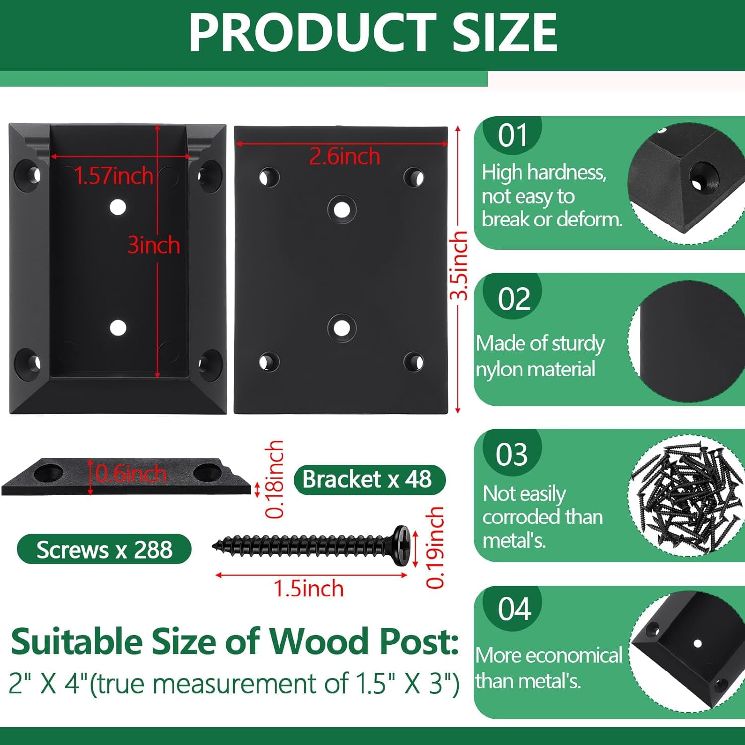 Heavy Duty Wooden Post and Deck Railing Connectors Set with Screws ...