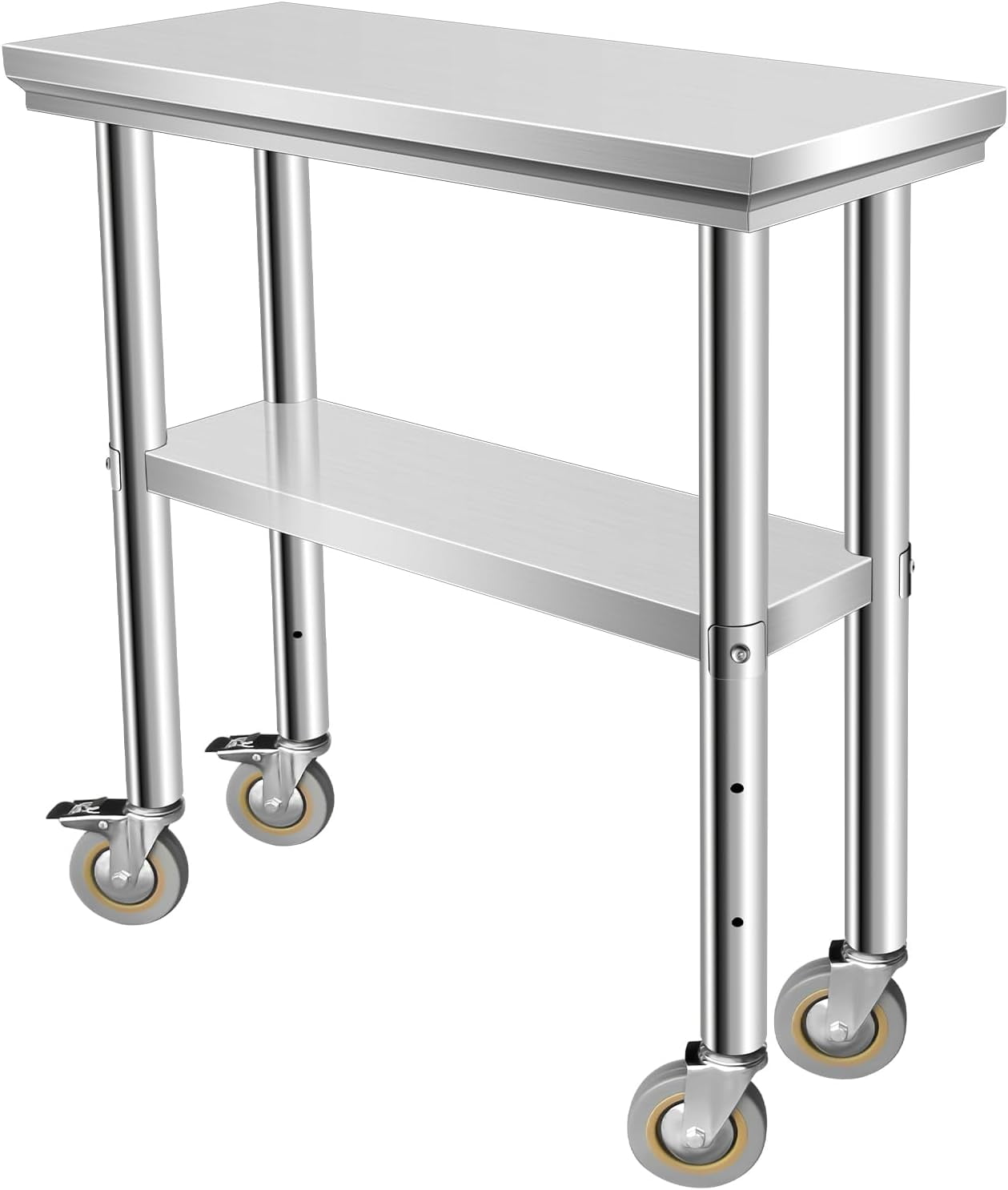 Heavy Duty Work Table, Stainless Steel Table for Prep with 4 Casters ...