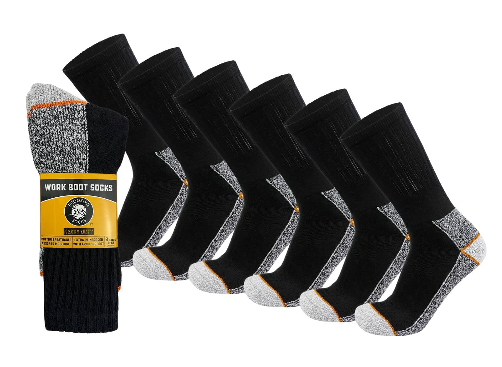 Brooklyn Socks, Heavy Duty Warm Cotton Crew Socks for Boots, Steel Toe ...