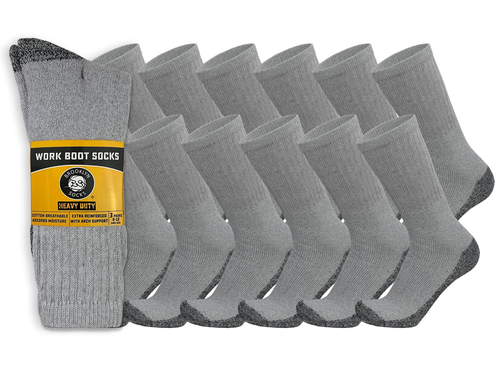 Heavy Duty Extra Calf Workwear Socks, Thick Cotton, Steel Toe, Gray ...