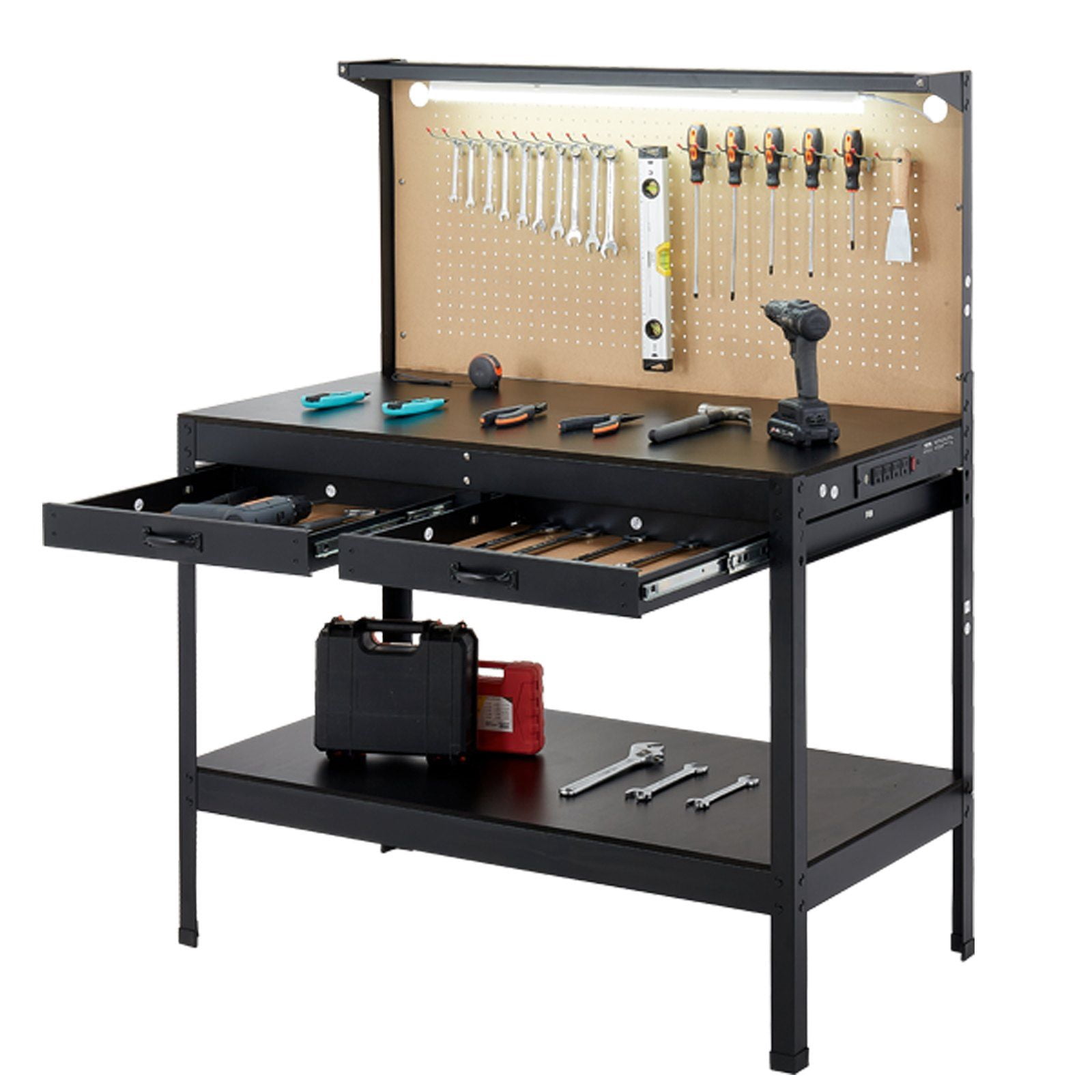 Heavy Duty Workbench 47.2 Inch with Pegboard, Outlets & LED Light, 242. ...