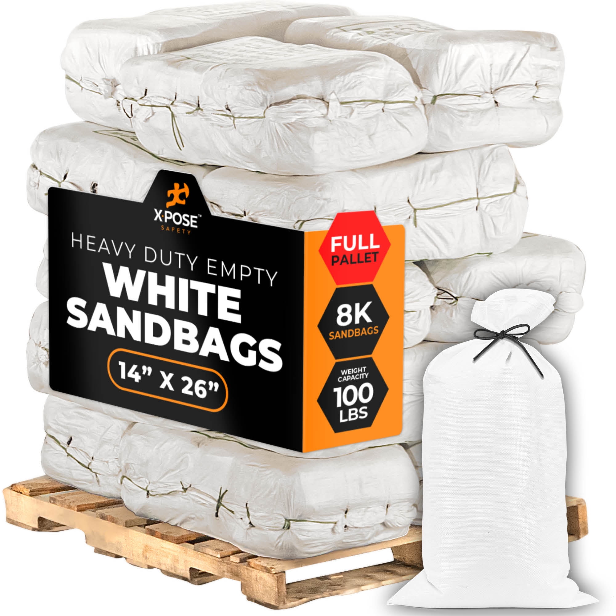 Heavy Duty Woven Polypropylene Sand Bags for Flooding -14" x 26" 100 lb ...