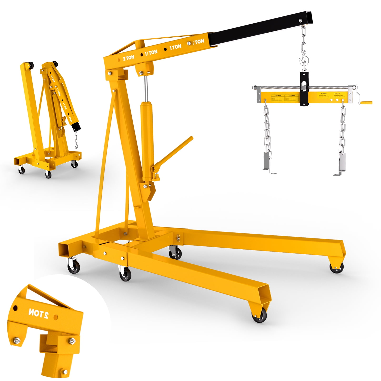 Heavy Duty Yellow Hydraulic Folding Engine Hoist with Lever, 2 Ton/4400 ...