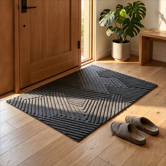 Heavy Duty grip Doormat Absorbent Geometric Entrance Rug for Garage ...