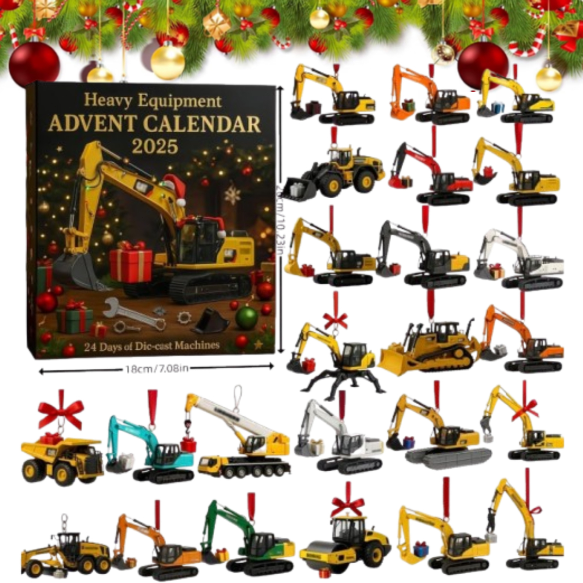 Heavy Equipment Advent Calendar 2025 · 24 Die-cast Machines, 2D ...