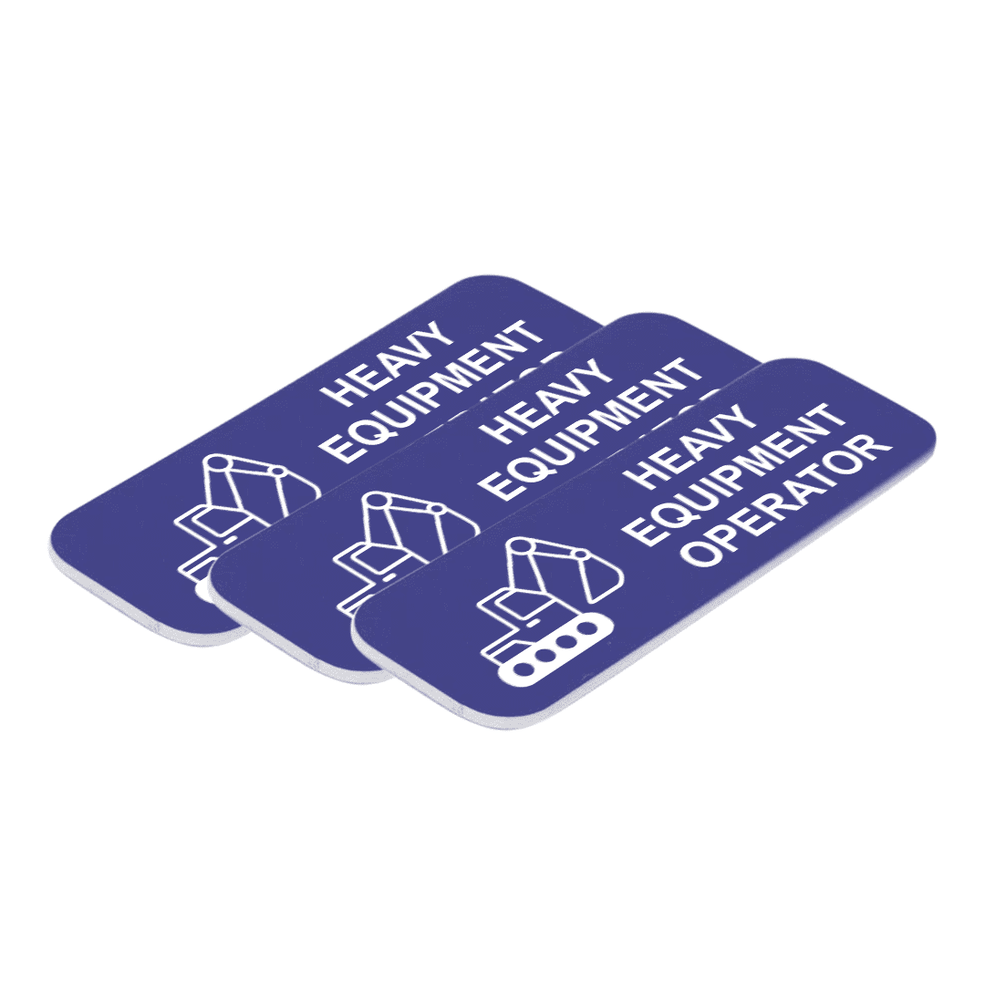 Heavy Equipment Operator 1" x 3" Name Tag/Badge, Blue, (3 Pack ...