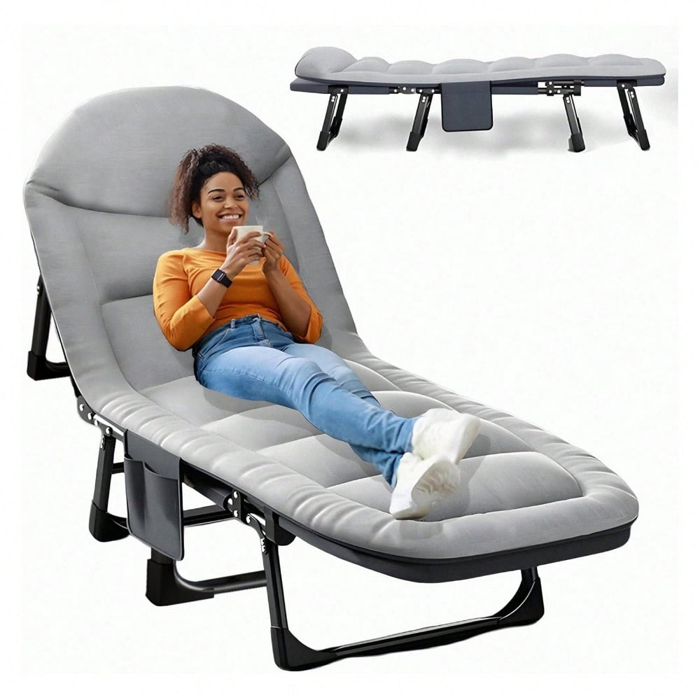 Heavy Folding Bed, Adjustable Camping Cot With Pillow Cushion Sponge ...