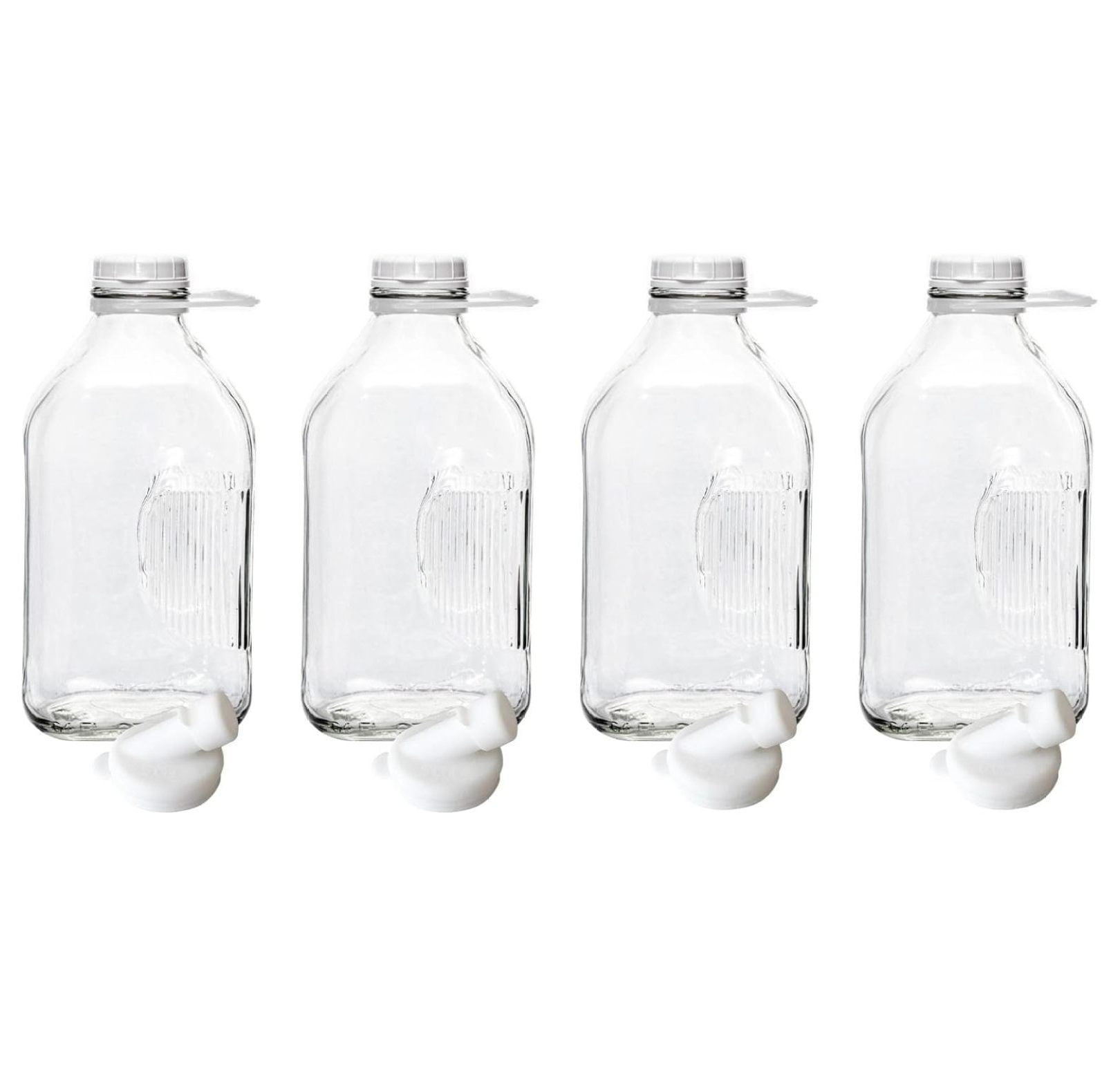 Heavy Glass Milk Bottles - Jugs with Lids, Silicone Pour Spouts - Clear ...