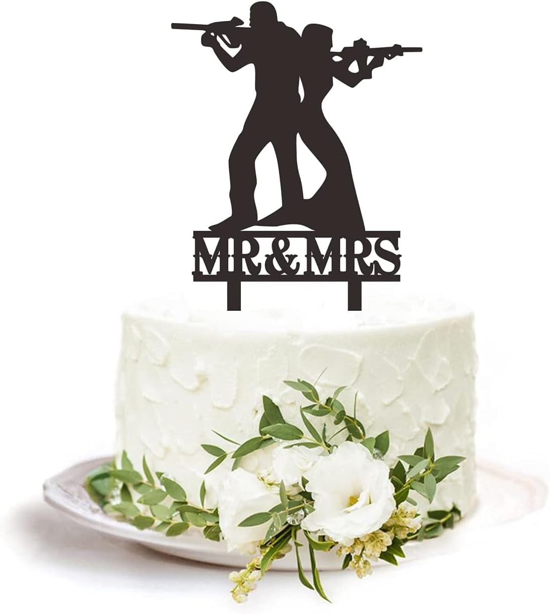 Heavy Gun Wedding Cake Topper - Groom & Bride With Heavy Gun Behind ...