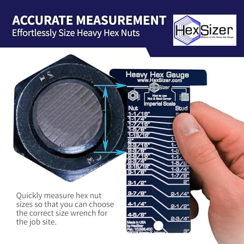 Heavy Hex Gauge – Pocket Tool for Measuring Nut & Bolt Sizes | Inch ...