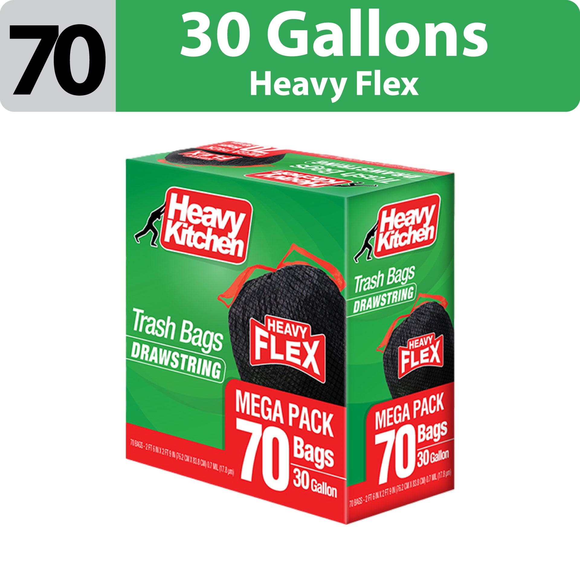 Heavy Kitchen 30-Gallon Drawstring Trash Bags, 70 Bags - Walmart.com