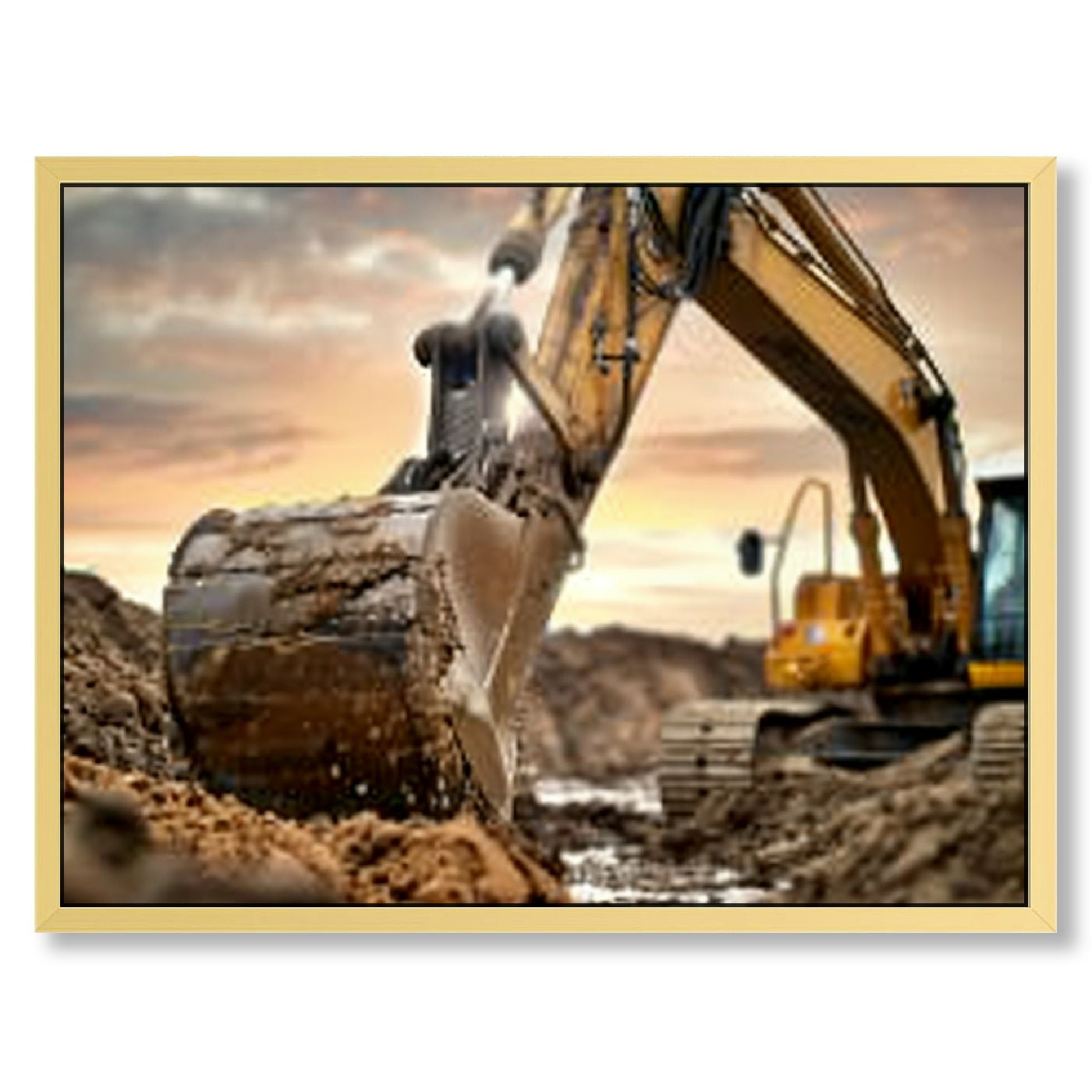 Heavy Machinery Excavator on Wasteland Poster Modern Canvas Wall Art ...