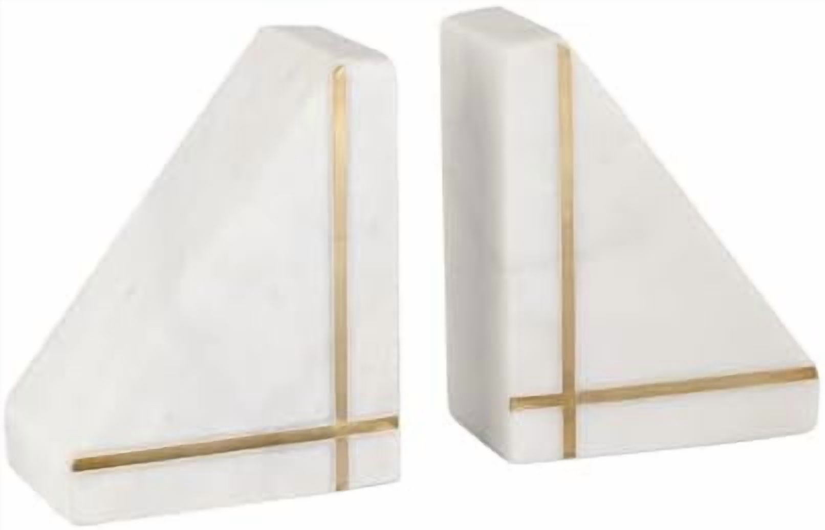 Heavy Marble Bookends for Shelves Set of 2, Decorative Elegant White ...