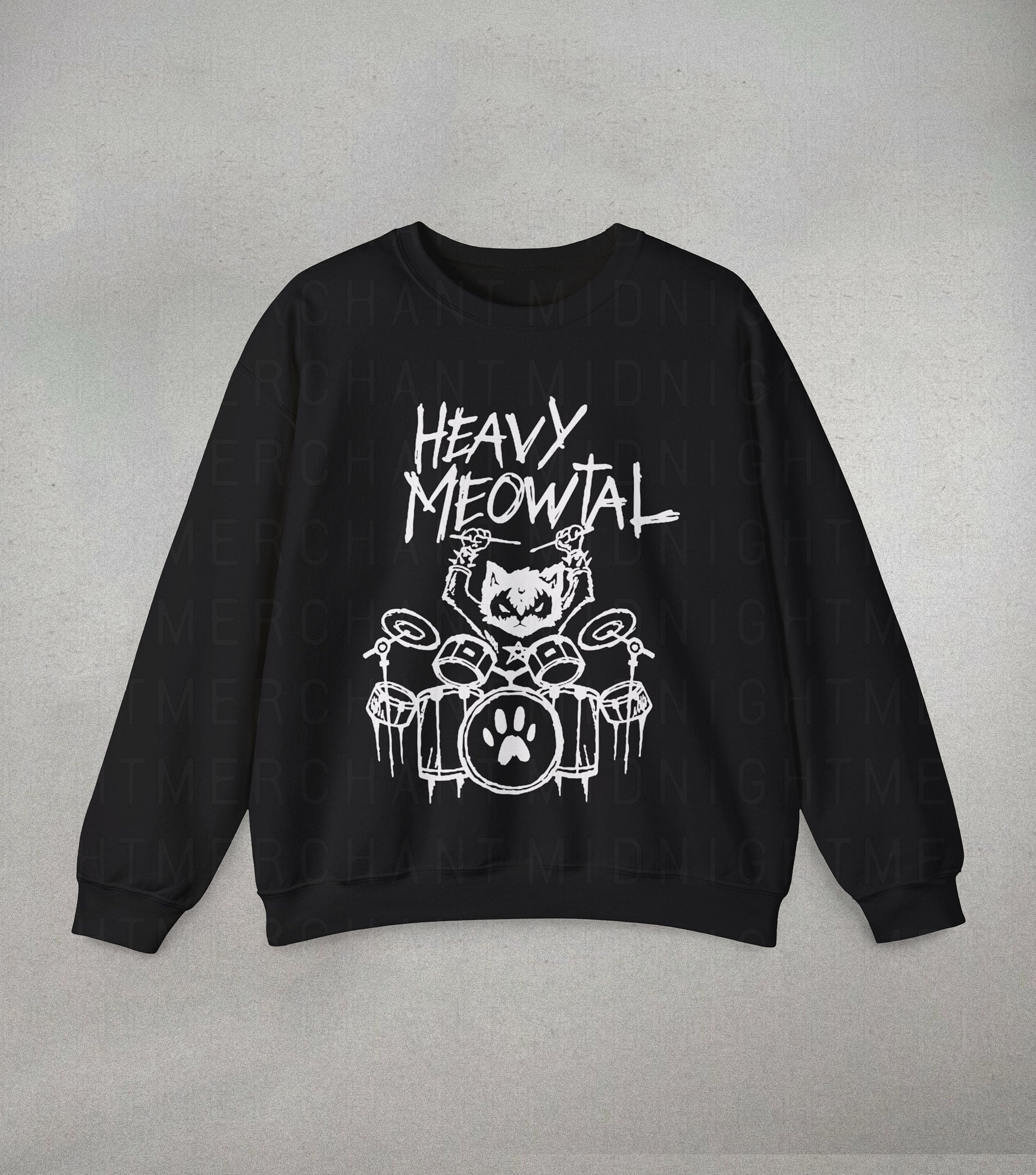 Heavy Meowtal T-Shirt, Cute Cat T-Shirts, Metal Music Clothing, Funny T ...