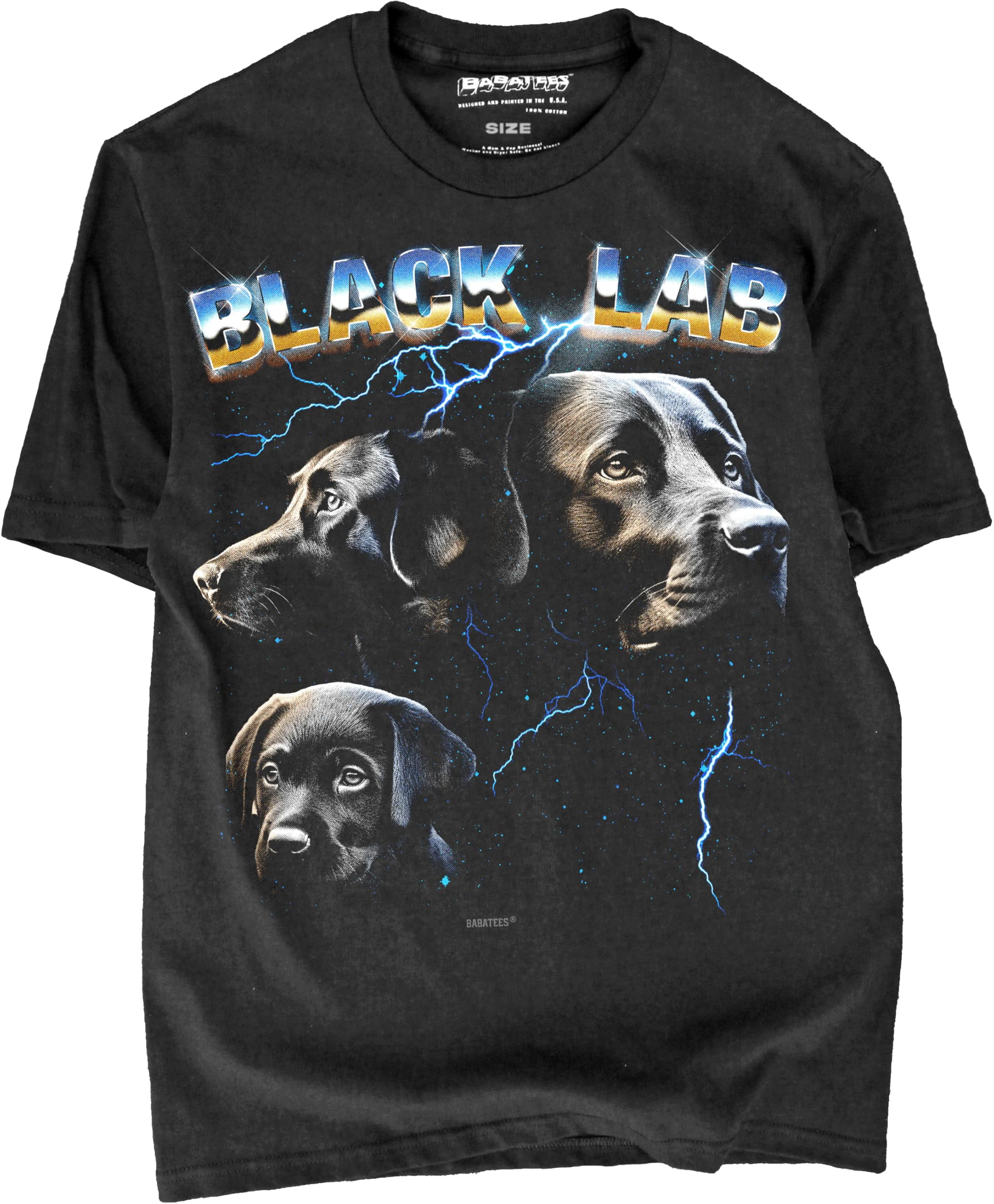 Heavy Metal 80s Animal Black T-Shirt - Artistic Labrador Design ...