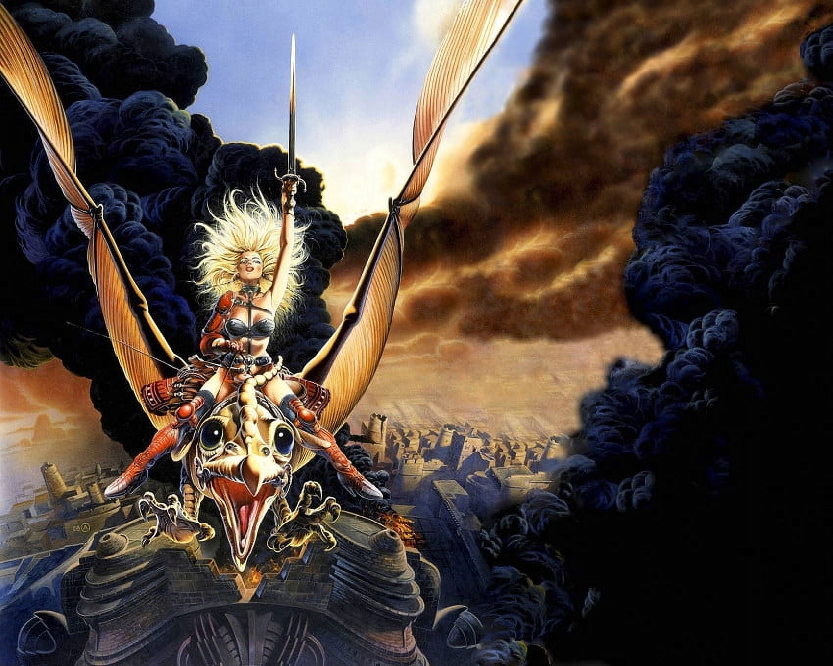 Heavy Metal Animation 1981 Blonde Warrior On Dragon With Sword 24X36 ...