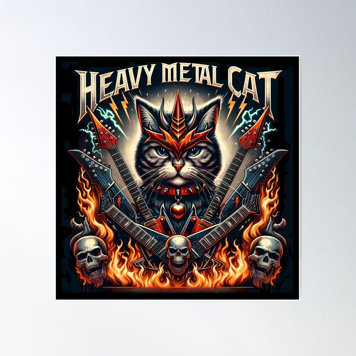 Heavy Metal Cat - Album Cover Poster Wall Art, Modern Wall Decor For ...