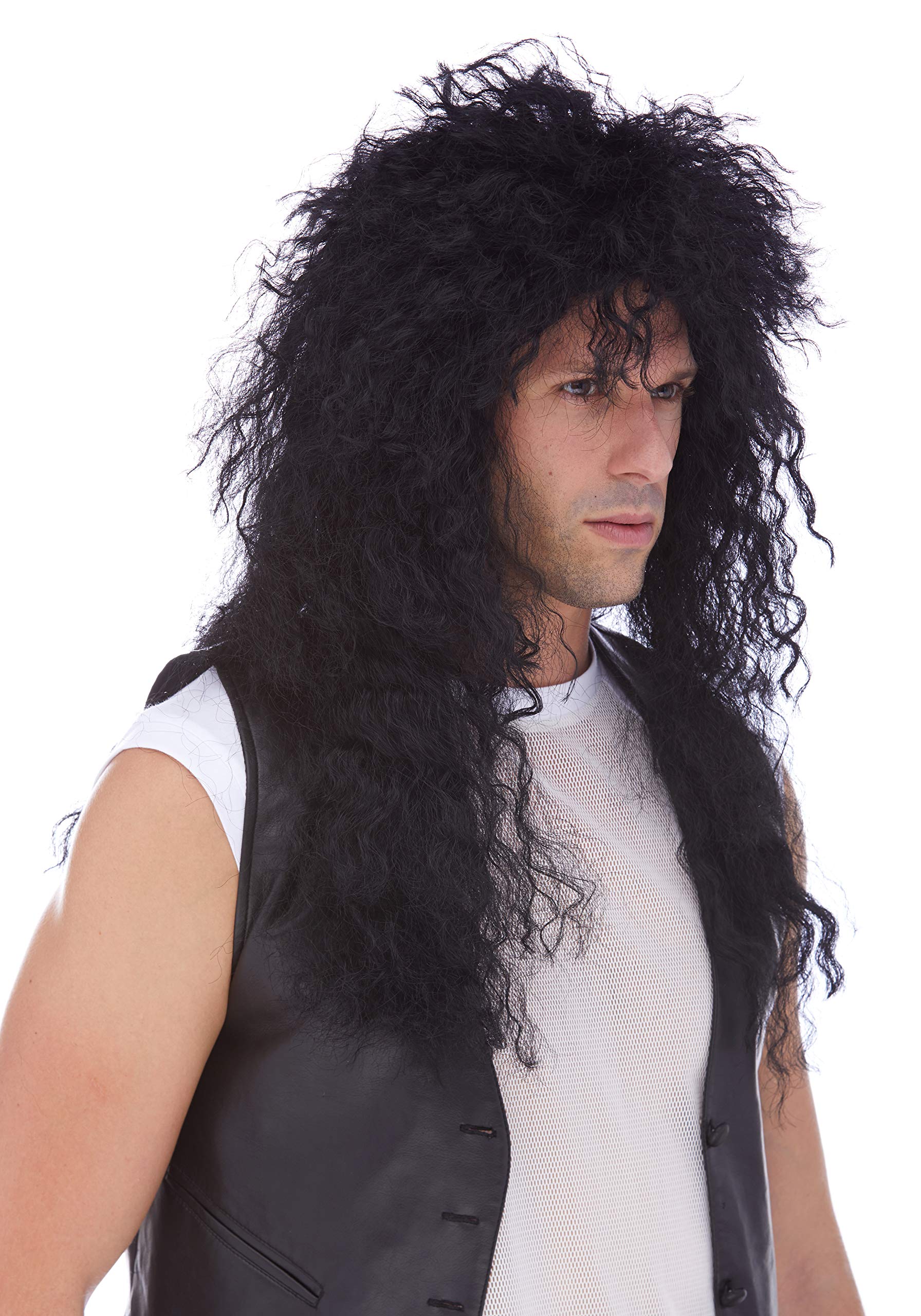 Heavy Metal Color 1 Black - Sepia Wigs 20" Long Curly Slash Rocker ...