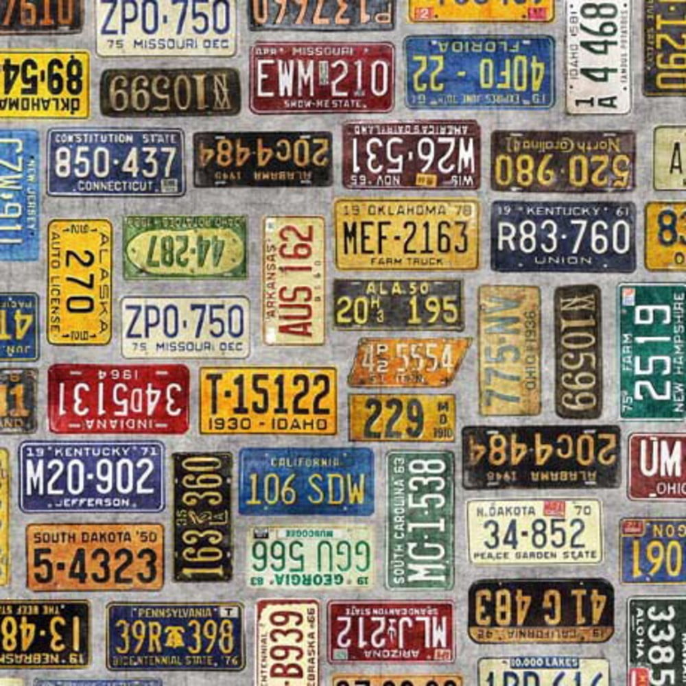 Heavy Metal License Plates Grey Cotton Fabric (Yard) - Walmart.com