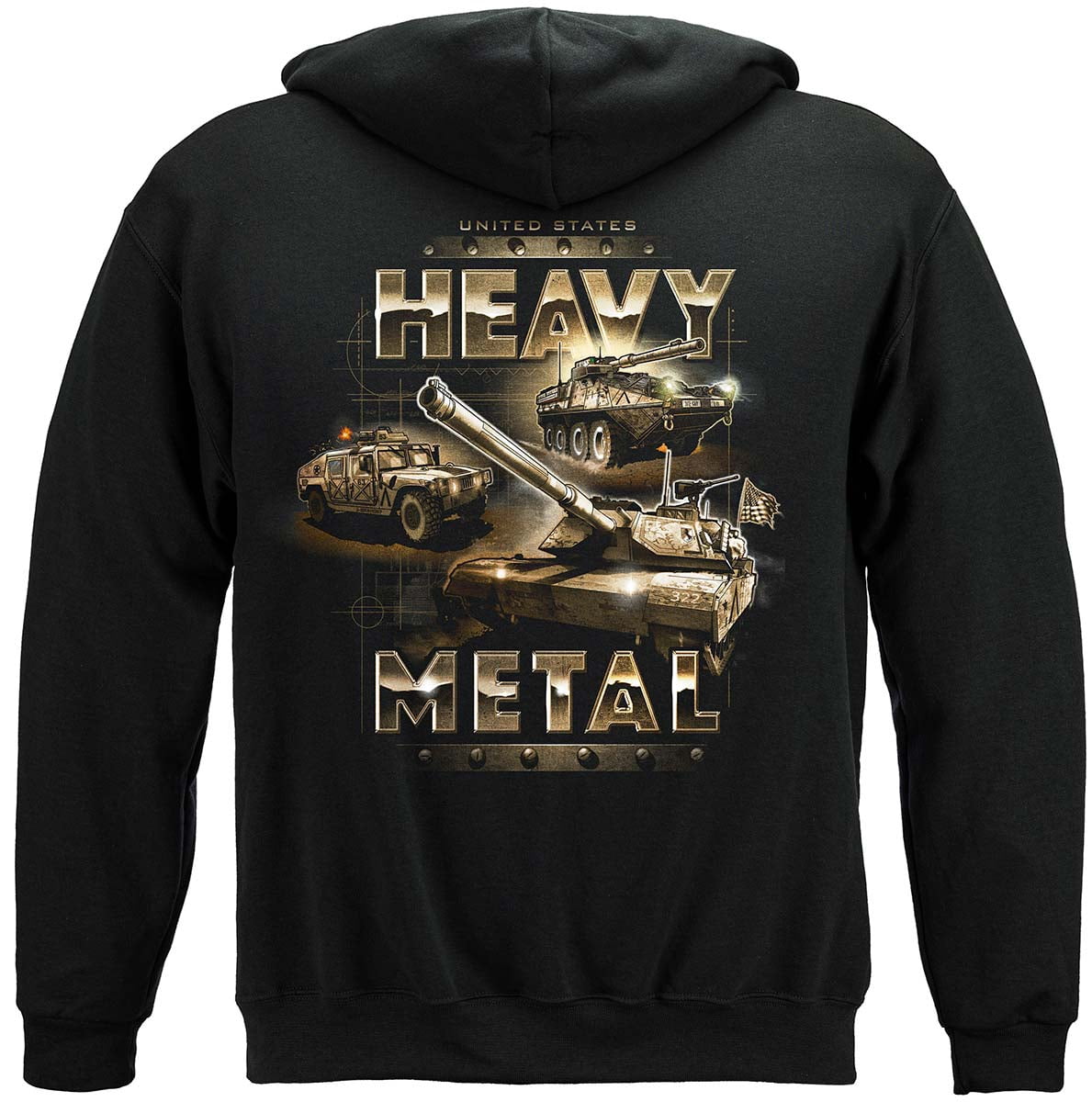 Heavy Metal MILITARY 8oz 50/50 Black Hooded Sweat Shirt Small - Walmart ...