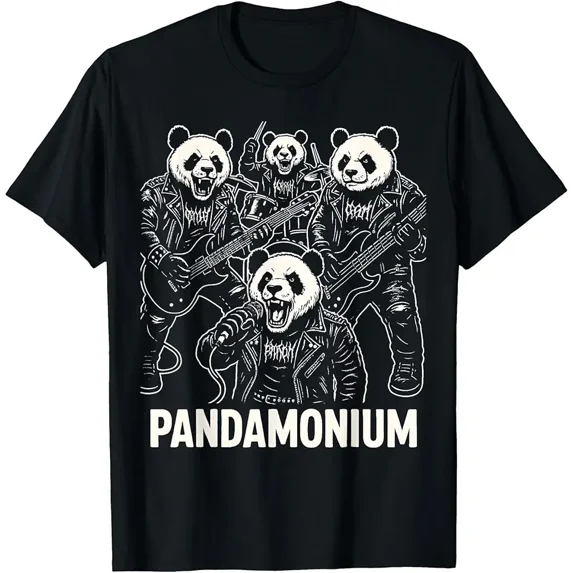 Heavy Metal Panda Rock Band Graphic for Men Women Novelty T-Shirt ...