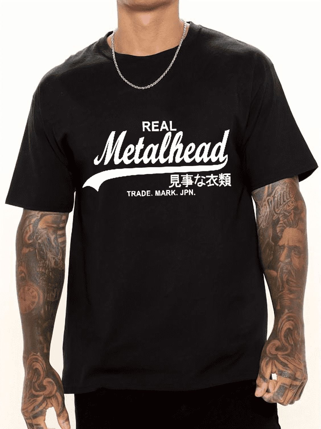 Heavy Metal Slogan Japanese Style Cotton casual T-shirt - Walmart.com