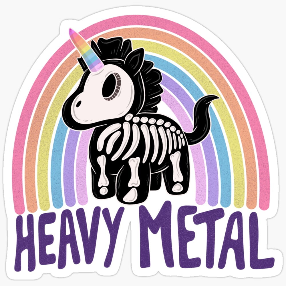 Heavy Metal Unicorn Skeleton Sticker Phone Decal Water Bottle Stickers ...
