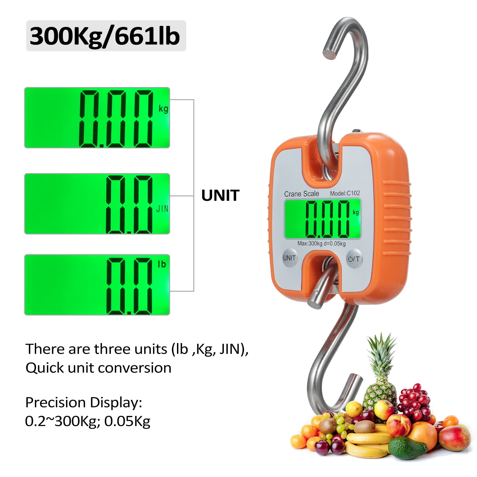 Heavy Mini Hook Scale 300kg Portable Water Resistant Industrial ...