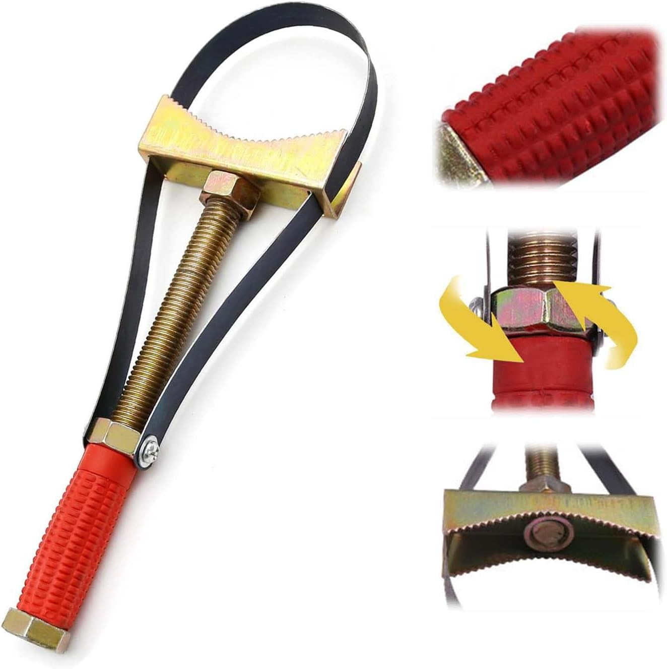 Heavy Oil Filter Wrenches, Adjustable Oil Filter Removal Strap Wrench Tool, 2 in 1 Universal ...