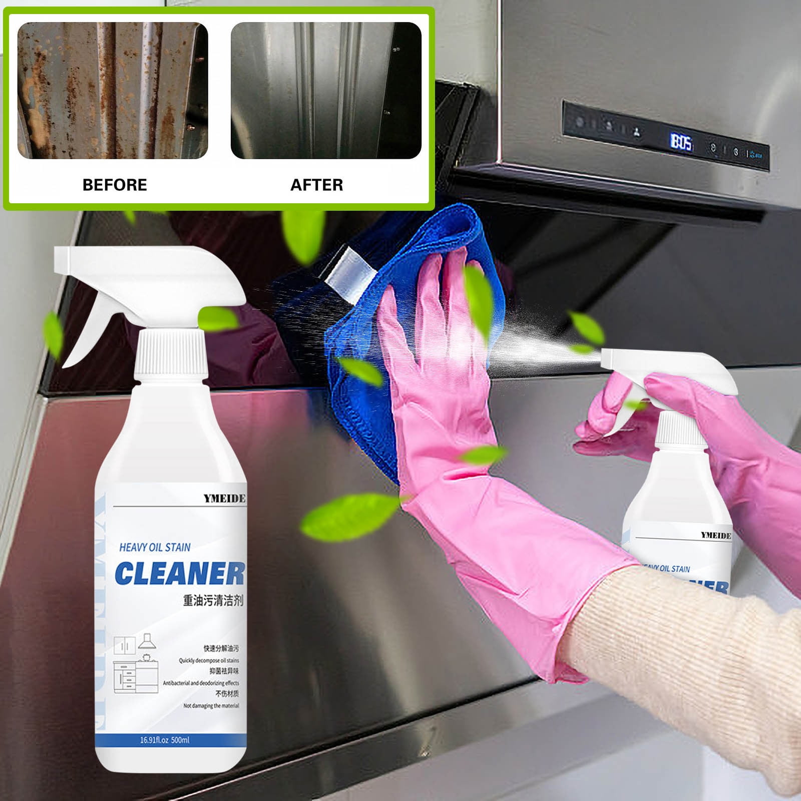 Heavy Oil Stain Cleaner, Kitchen Range Hood Wipe, Powerful Grease Stain ...