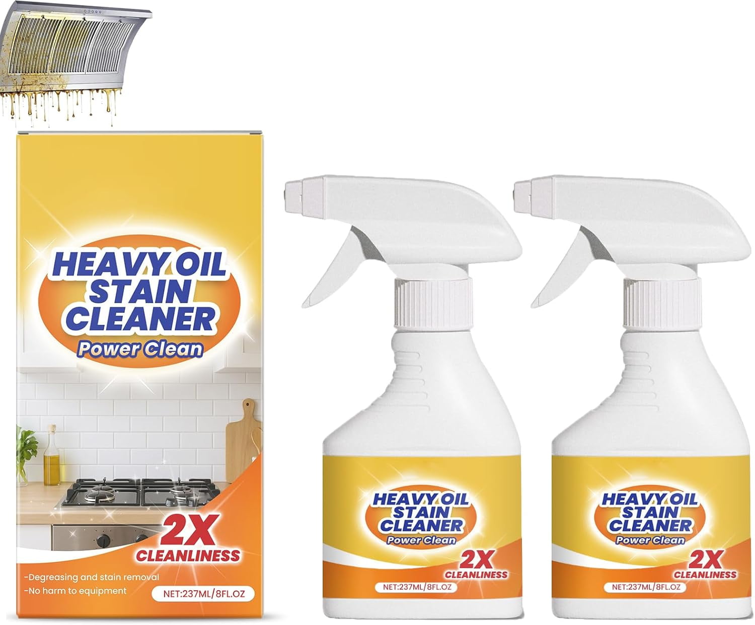 Heavy Oil Stain Cleaner Power Clean, 2025 New All Purpose Kitchen Heavy Oil Cleaning Agent ...