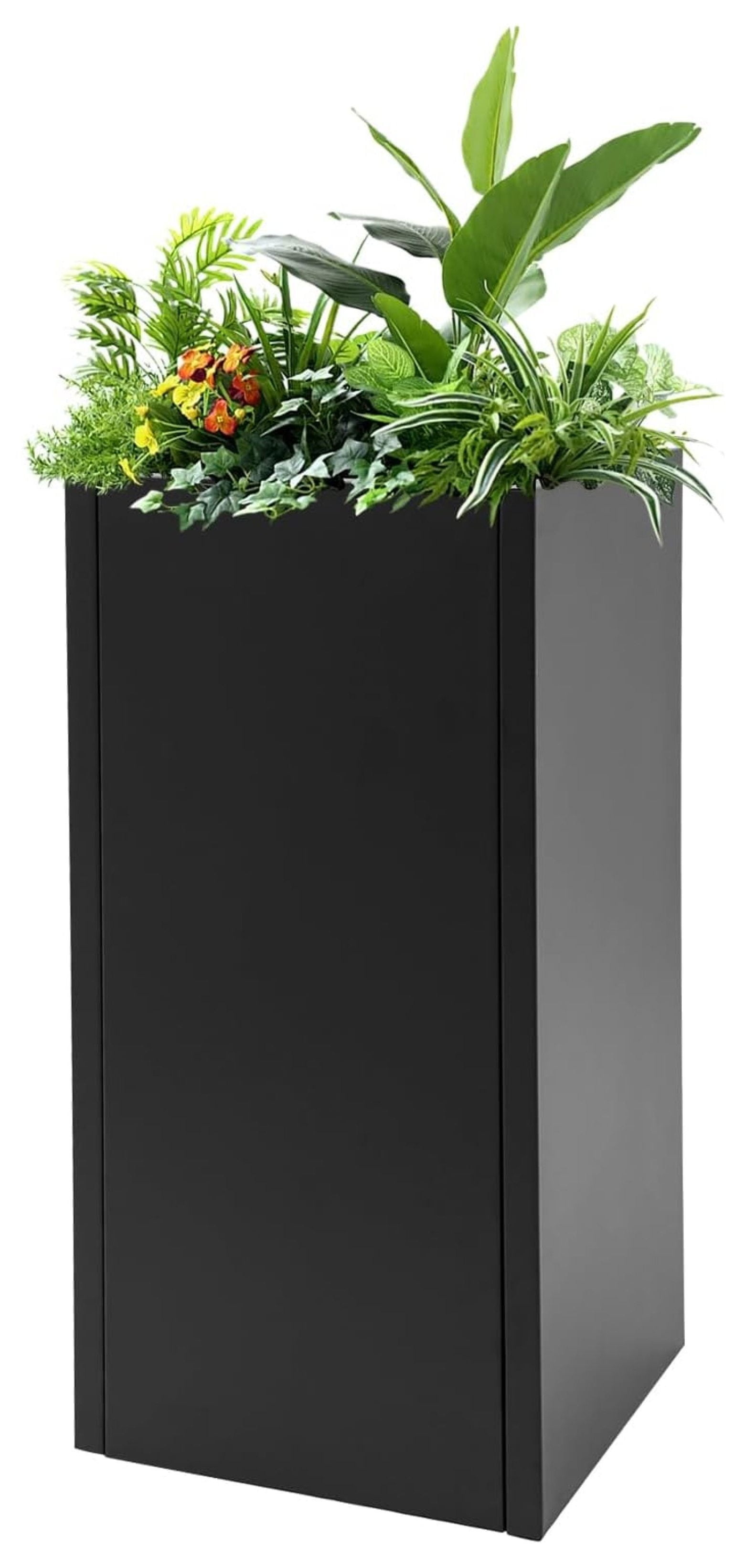 Heavy Planter for Outdoor Plants, 14L x 14W x 30H Inches Metallic Tall ...