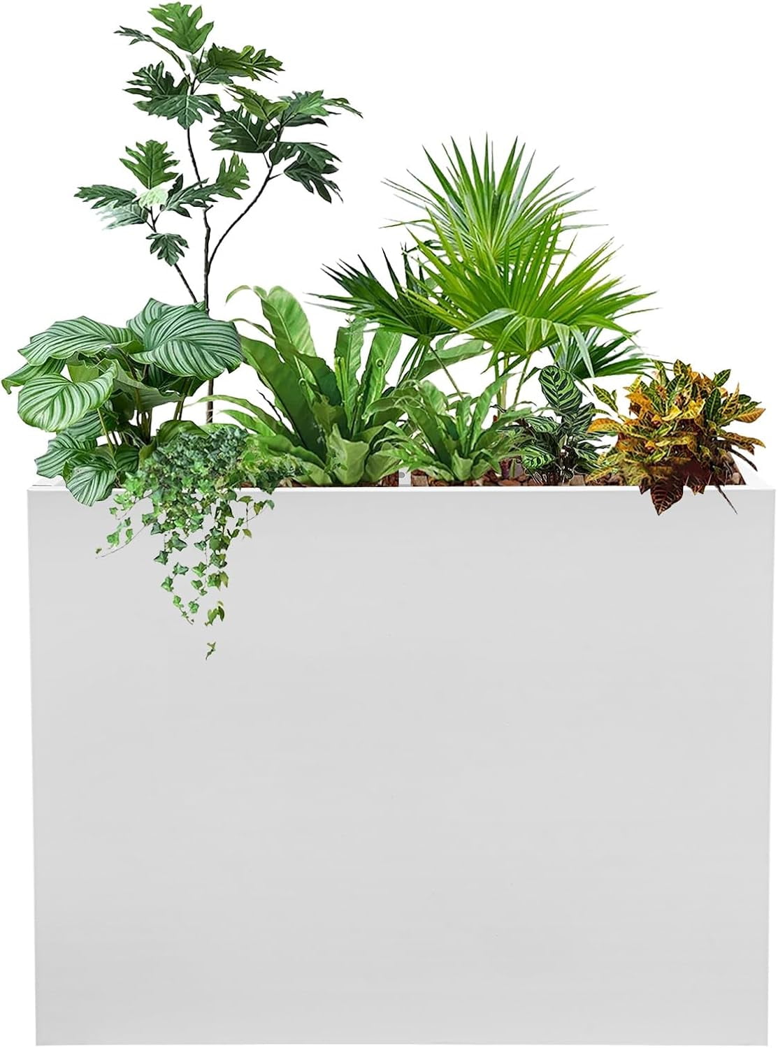 Heavy Planter for Outdoor Plants, 36L x 10W x 28H Inches Metallic Tall ...