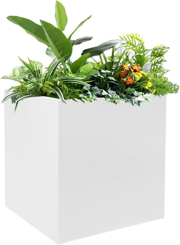 Heavy Planter for Outdoor , Metallic Tall Rectangular Planters with ...