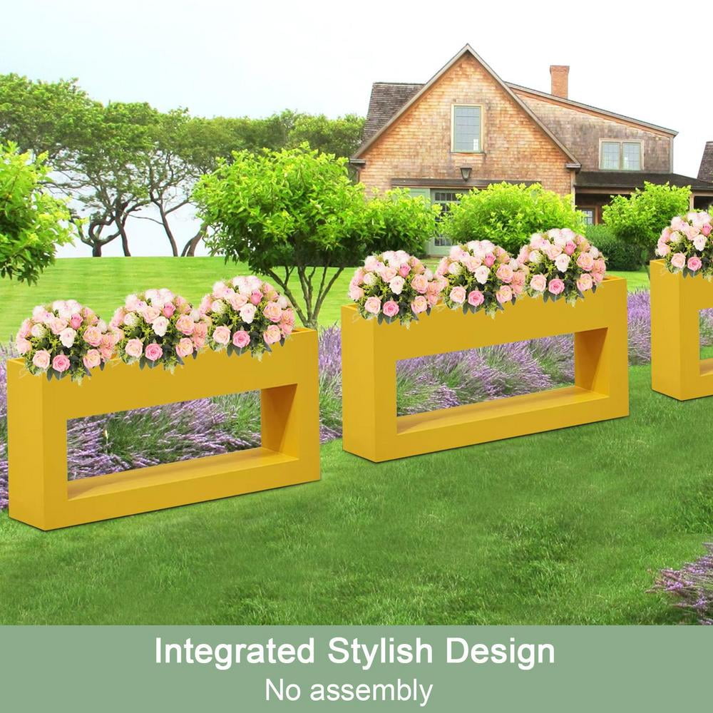 Heavy Planter for Outdoor Plants, Iron Long Box Planter Modern Outdoor ...